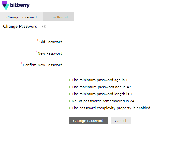 Enrolment for Self Service Password Reset – Bitberry