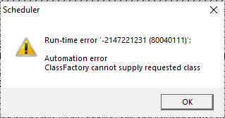 Error: ClassFactory cannot supply requested class – Bitberry