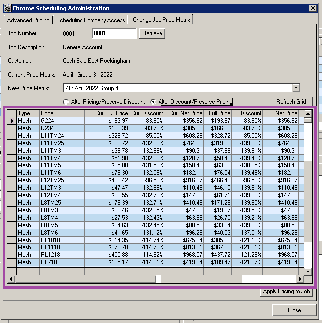 How to use the Change Job Price Matrix Tool – Bitberry