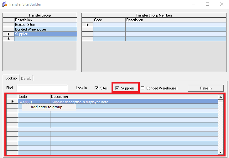 Add a supplier to a transfer group – Bitberry