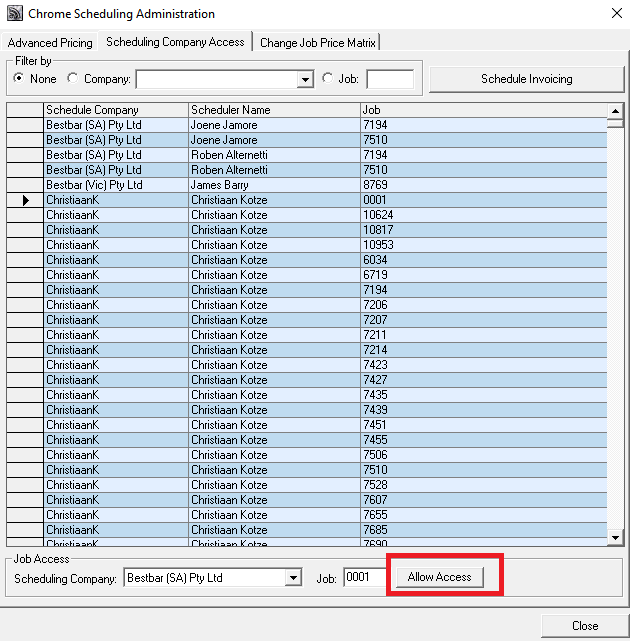 Adding and Removing Job Access to External Schedulers in Scheduler – Bitberry